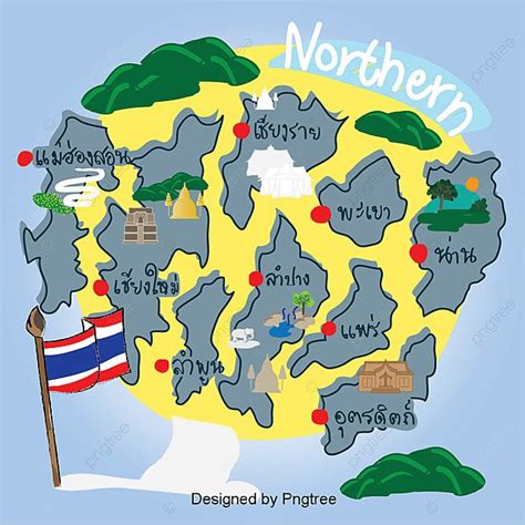 รูปแผนที่ประเทศไทย ภาคเหนือ สีเหลืองเทา Png ไอคอนประเทศไทย ไอคอนสีเหลือง สถานที่ท่องเที่ยว