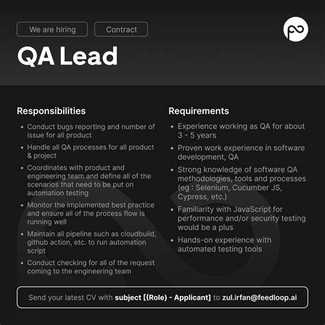 Feedloop Ai On Linkedin Qualityassurance Qalead Hiring Jobopportunity