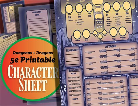 Dnd Character Sheet 5e Printable Accessory Moonlit Cottage Theme Etsy
