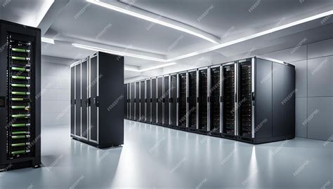 A Single Server Rack In An Otherwise Empty Room Premium Ai Generated Image