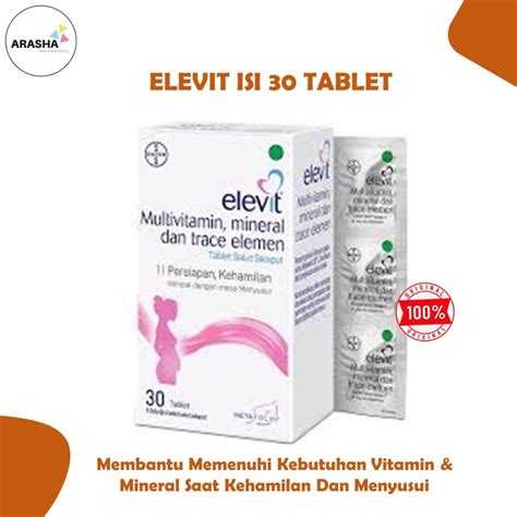 Jual Elevit Isi 30 Tablet Perbox Multivitamin Mineral Persiapan
