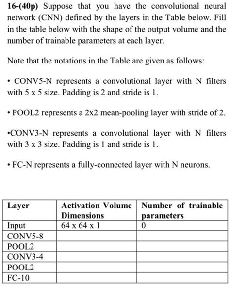 Solved Texts 16 40p Suppose That You Have The Convolutional Neural Network Cnn Defined By