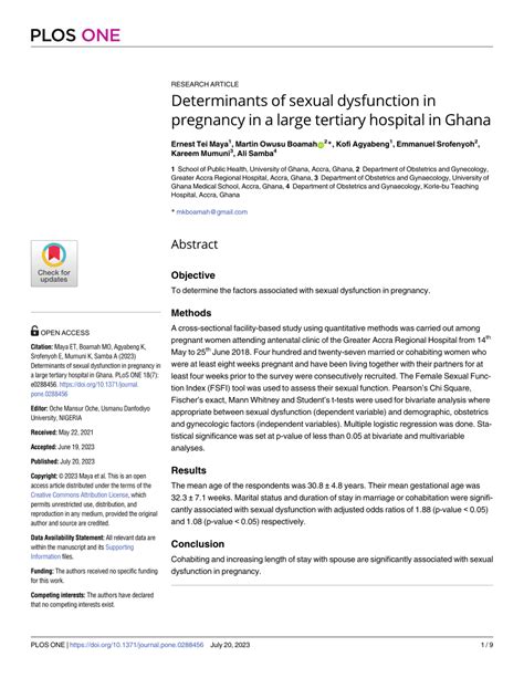 Pdf Determinants Of Sexual Dysfunction In Pregnancy In A Large Tertiary Hospital In Ghana