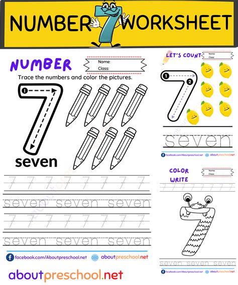Free Number 7 Worksheet For Preschool About Preschool