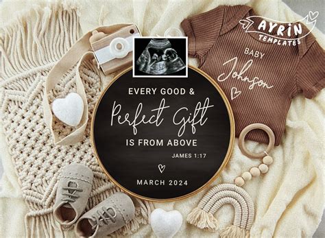 Retro Christian Pregnancy Announcement Social Media James 1 17