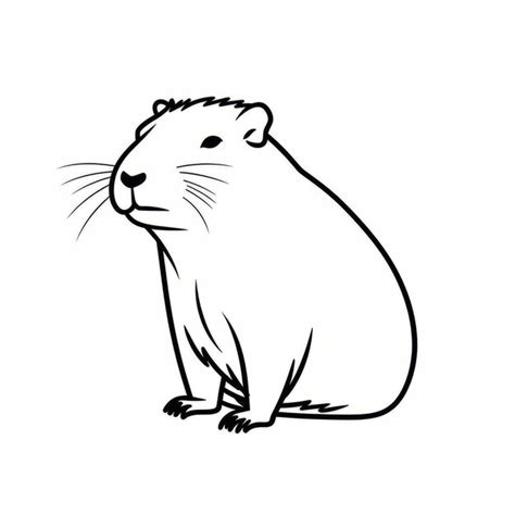 Minimalistic Single Line Drawing Of Realistic Capybara In One Line
