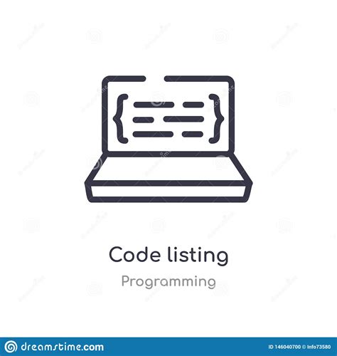 Code Listing Outline Icon Isolated Line Vector Illustration From Programming Collection