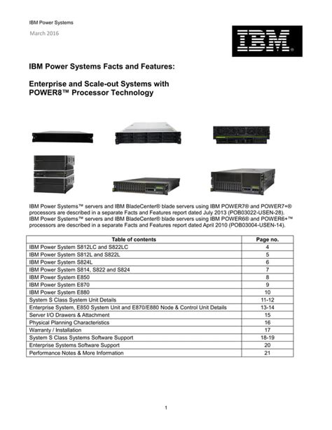 Ibm Power Systems Facts And Features Power PDF