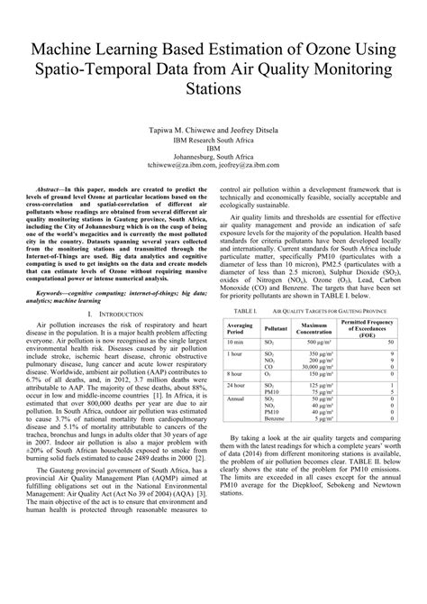 pdf machine learning based estimation of ozone using spatio temporal data from air quality