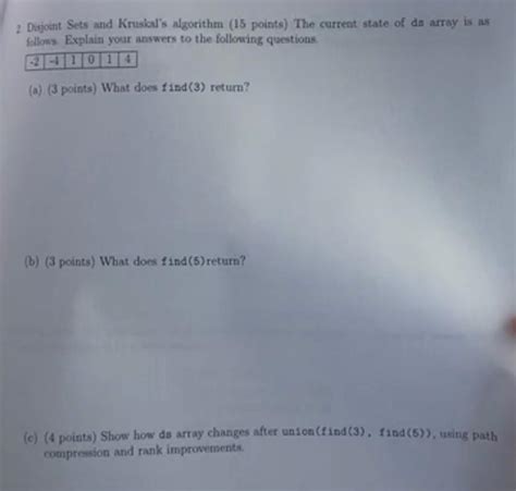 2 Disjoint Sets And Kruskals Algorithm 15 Points