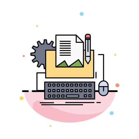 Type Writer Paper Computer Paper Keyboard Flat Color Icon Vector