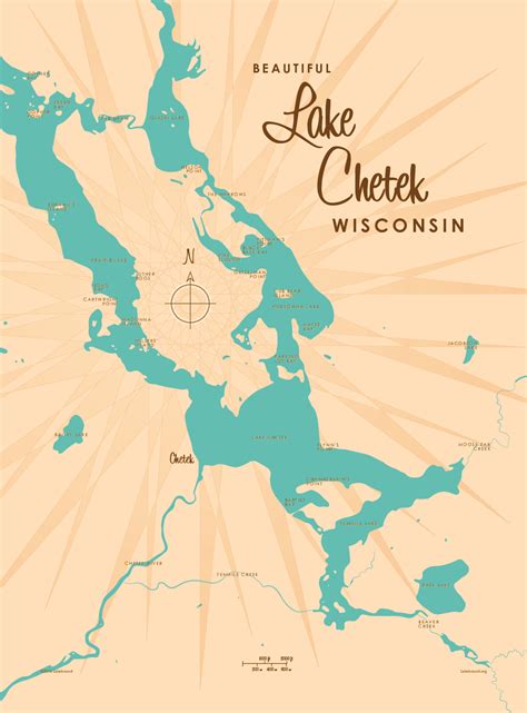 Lake Chetek Wi Lake Map Wall Mural Murals Your Way