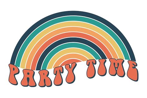 Premium Vector Party Time Groovy Clockwork Elements In A Retro Hippie 70s Style