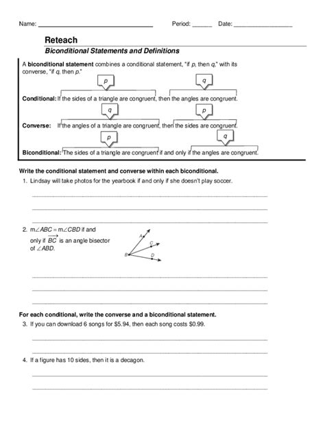 Fillable Online 2 4 Biconditional Statements Practice Handout Key Pdf