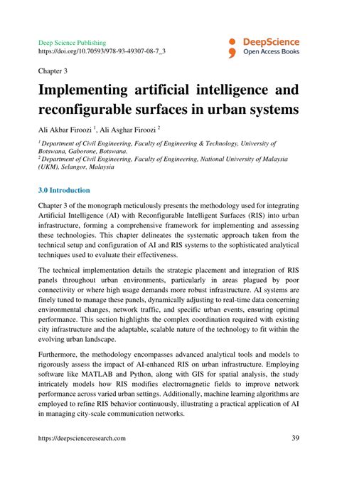 Pdf Implementing Artificial Intelligence And Reconfigurable Surfaces In Urban Systems