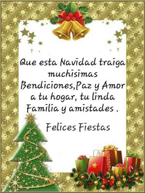 A Christmas Card With Presents In Front Of A Tree And Bells On The Top Of It