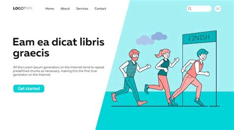 마라톤 벡터 일러스트 레이 션을 실행하는 스포츠맨의 그룹 무료 벡터