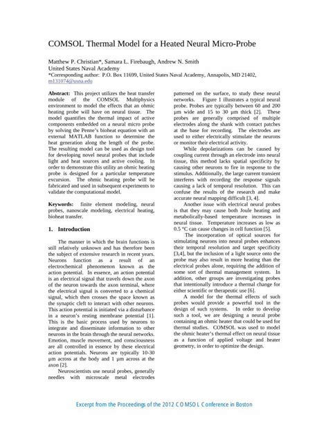 Pdf Comsol Thermal Model For A Heated Neural Micro · Pdf Filecomsol Thermal Model For A