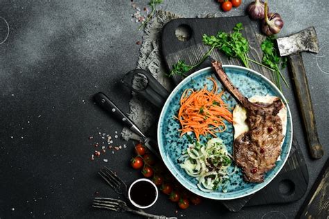 Premium Photo Wild Boar Steak On The Bone Meat Barbecue Menu Free