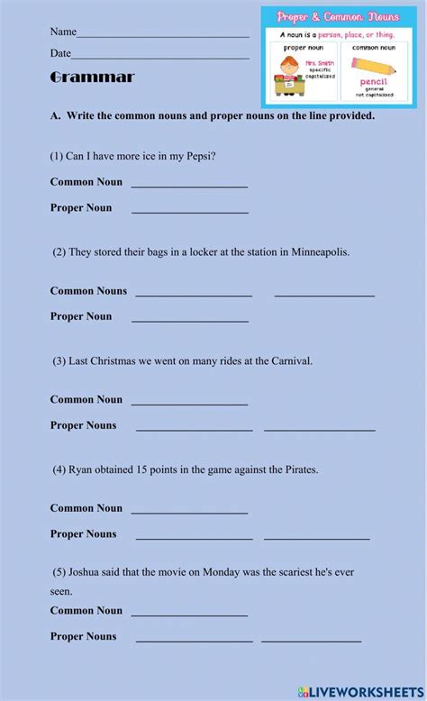 Common And Proper Nouns Worksheets Definitions And Examples