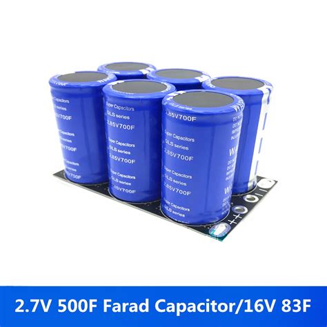 6PCS 1Set 2 7V 500F Double Row Farad Capacitor Super Capacitor 16V 83F Automotive Super Farad