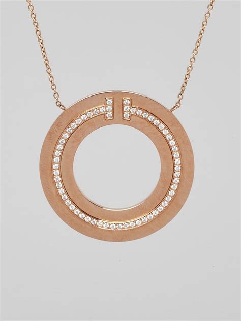 Tiffany And Co 18k Rose Gold And Diamond Tiffany T Circle Pendant