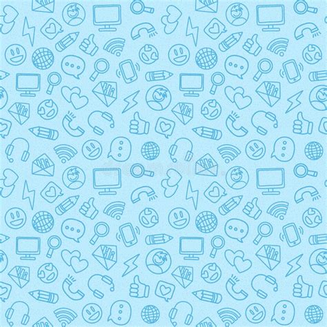 Social Media Seamless Background Internet Design Elements Blue Pattern Web Network