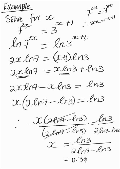 Analytical Mathematics Example Solve For X 7xx 2x Ln 7th Zx Ln3 22ln7 Xh Ln3 2xln7 Xln3tln3