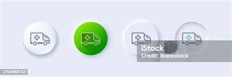 구급차 응급 자동차 라인 아이콘입니다 병원 수송 차량 표시입니다 선 아이콘 벡터 3차원 형태에 대한 스톡 벡터 아트 및 기타 이미지 3차원 형태 건강관리와 의술 고급