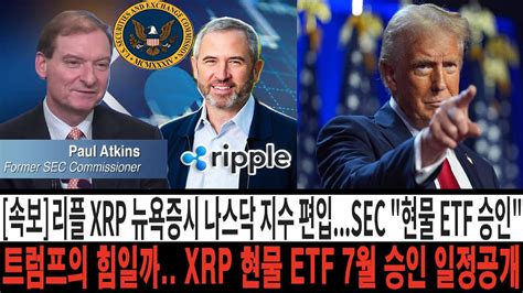 Sec위원장 리플 Xrp 현물 Etf 7월 승인소식 일정 공개됐다 오늘 영상은 꼭 보셔야합니다 리플전망 리플호재 리플급등 리플코인 리플소송 리플시세 Youtube