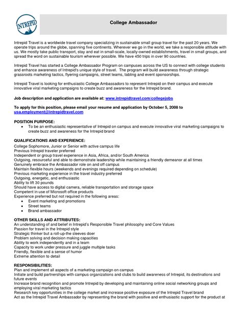 Brand Ambassador Resume Sample