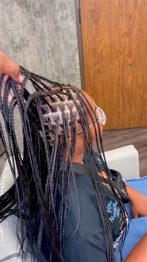 Finished Small Medium Knotless Braids Waist Length Install 💫💕 📍dm For Price And Booking