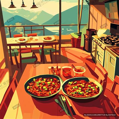 Ai创作图回家吃饭插画 宫保鸡丁插画 热卤插画 铁板饭插画 农家小炒插画 农家菜插画 板面插画 炒菜插画 大盘鸡插画 灶台鱼插画 宵夜插画 辣椒插画场景图 饭馆插画 炖肉插画 场景插画铁锅