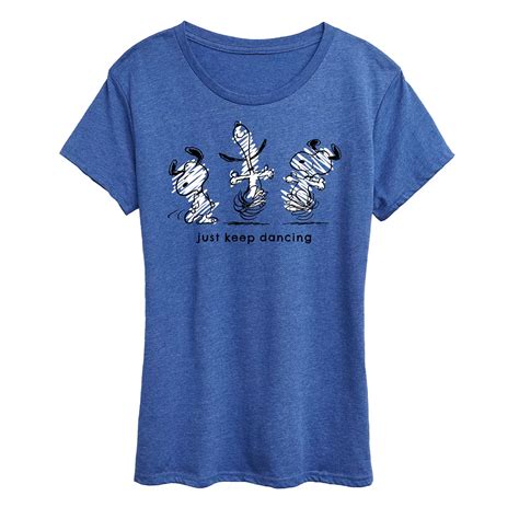 Womens Peanuts Snoopy Just Keep Dancing Graphic Tee
