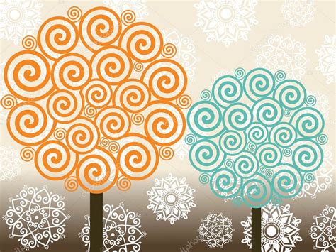 Vector Set Of Swirl Tree — Stock Vector © Alliesinteract 1494872