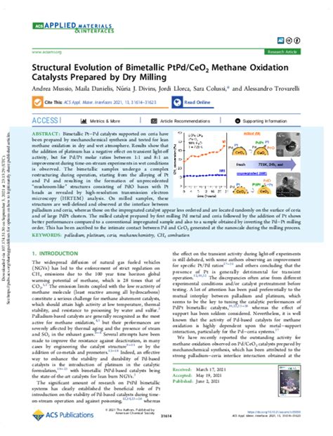 Pdf Structural Evolution Of Bimetallic Ptpd Ceo2 Methane Oxidation Catalysts Prepared By Dry