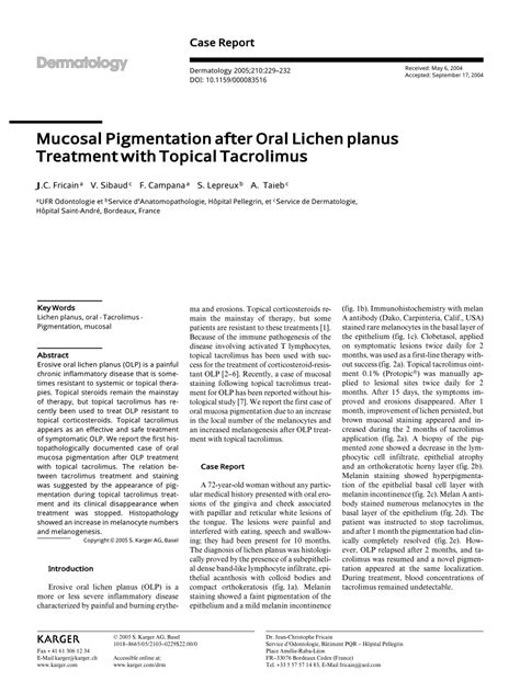 Pdf Mucosal Pigmentation After Oral Lichen Planus Treatment With