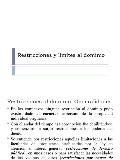 Restricciones Y Limites Al Dominio Pdf Propiedad Ley De Propiedad