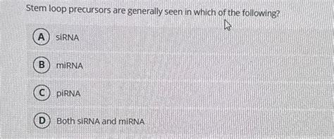 Solved Stem Loop Precursors Are Generally Seen In Which Of