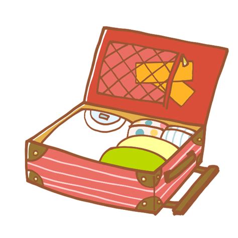 旅行の用意をしたキャリーバッグのイラスト かわいいフリー素材が無料のイラストレイン