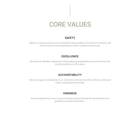 Core Values Template