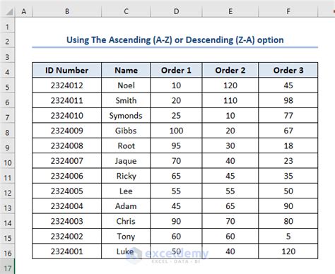 how to sort rows by column in excel 4 easy methods