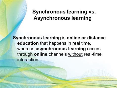 Asynchronous Learning Vs Synchronous Learning PDF Web Development Internet
