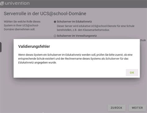 problem ucs school install wizard shows validation error community