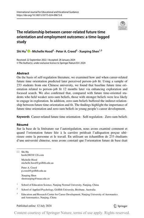 The Relationship Between Career Related Future Time Orientation And
