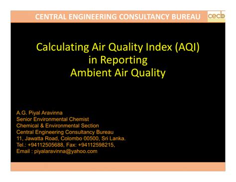 PDF Calculating Air Quality Index AQI In Reporting Ambient Air Quality