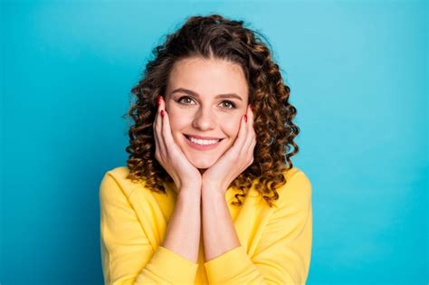 Premium Photo Portrait Of Charming Shy Girl Isolated Over Bright