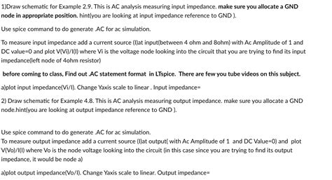 Solved Draw Schematic For Example This Is AC Analysis Chegg Com