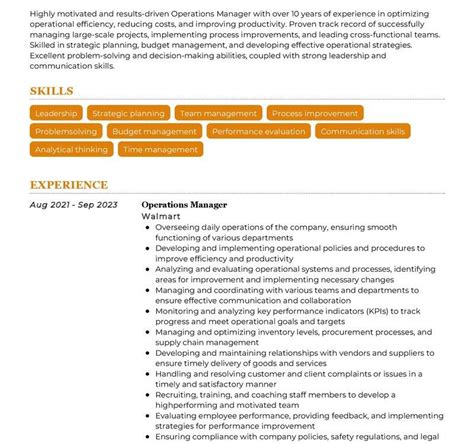 Operations Manager Resume Sample In ResumeKraft