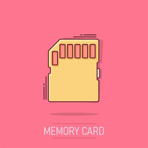 만화 스타일의 마이크로 Sd 카드 아이콘 격리된 흰색 배경에 있는 메모리 칩 벡터 만화 그림 스토리지 어댑터 비즈니스 개념 스플래시 효과 프리미엄 벡터